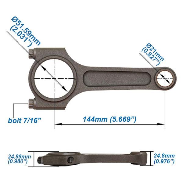 RENAULT F4R/F7R 2.0 16V 144mm x 21mm High Performance Connecting Rod S ...