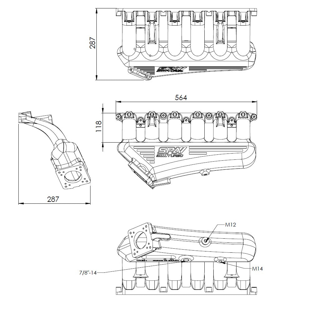 Turbo Exhaust Manifold + CAST ALUMINUM INTAKE MANIFOLD OEM THROTTLE fo ...