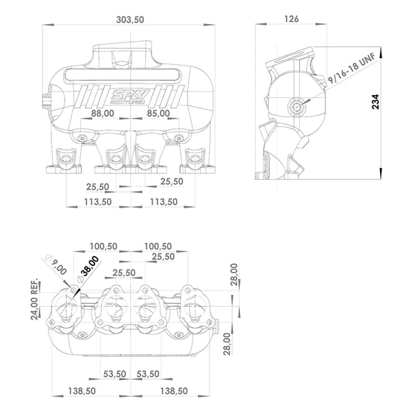 INTAKE MANIFOLD VW 8V CROSS FLOW LONGITUDINAL - 8 INJECTORS - WITHOUT ...