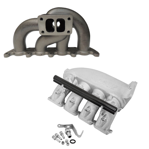 VW MKIV GTI T3 twin scroll turbo manifold + Cast Aluminum Intake Manif ...
