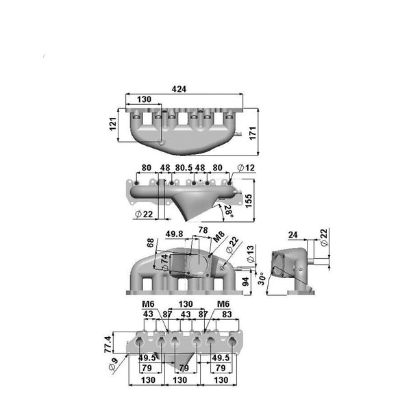 VW VR6 12V Short Runner Induction Intake Manifold Black + OBD2 Flange ...