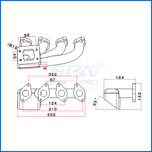 Chevy Euro C20NE longitudinal T3 turbo manifold – SPA TURBO USA